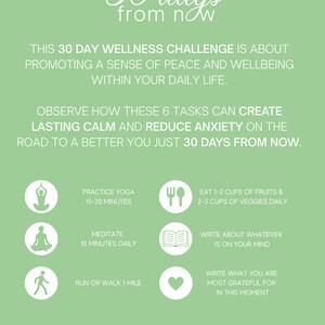 30 Day Wellness Challenge - CALM - PRINTABLE PDF - Etsy