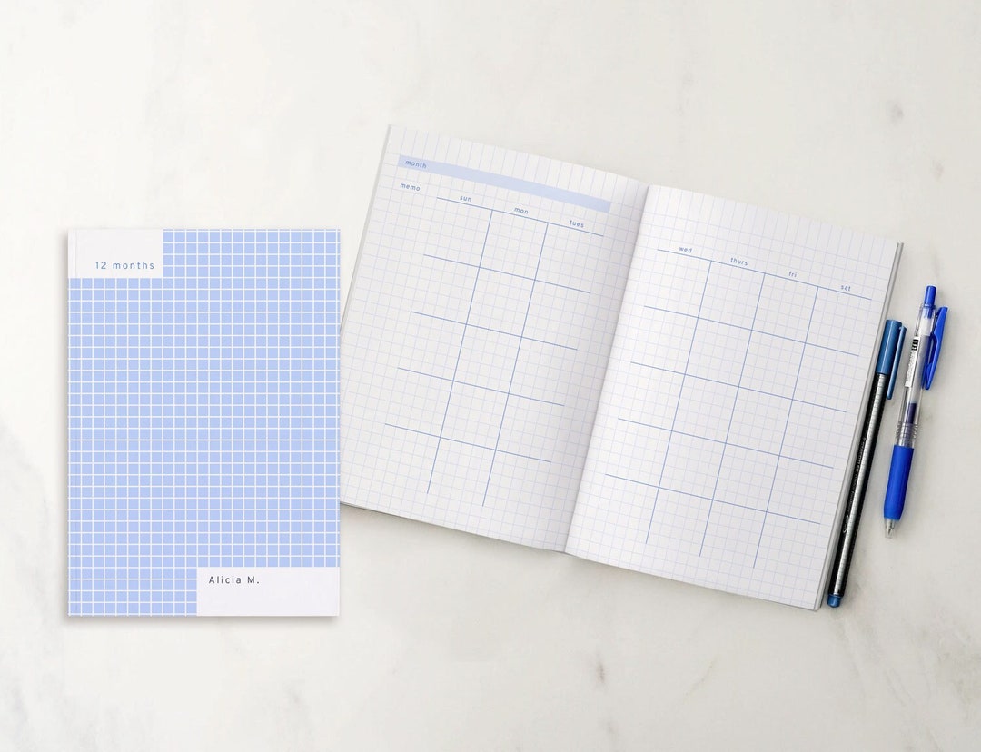 Personalized Undated Monthly Grid Planner A5 Planner 12 Months With ...