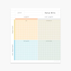 Priority Matrix Planner Notepad - Personalized | Minimalist Time ...