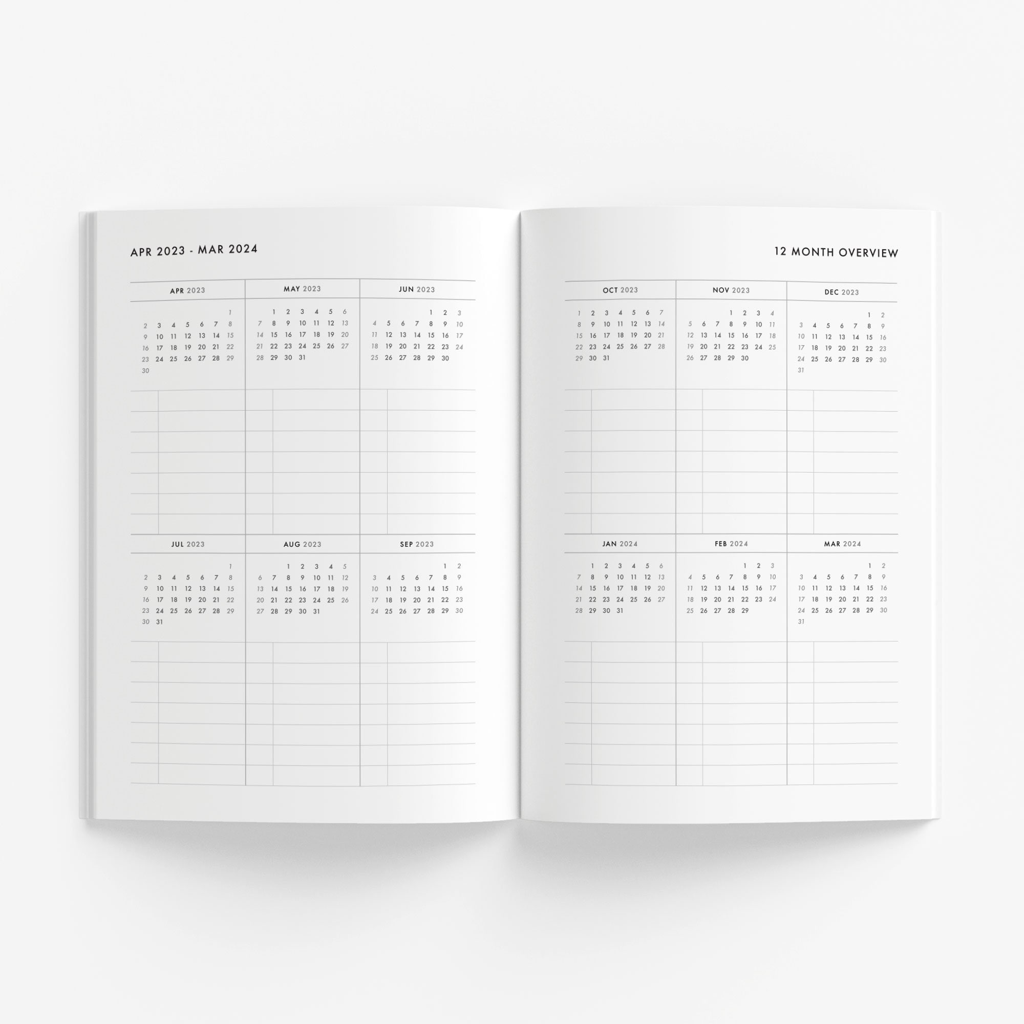 DATED Weekly Planner Start Any Month Horizontal Layout - Etsy