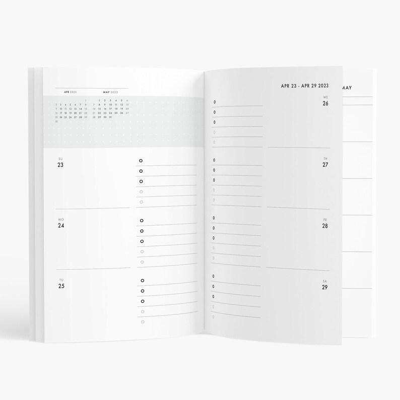 DATED Weekly Planner Start Any Month Horizontal Layout - Etsy