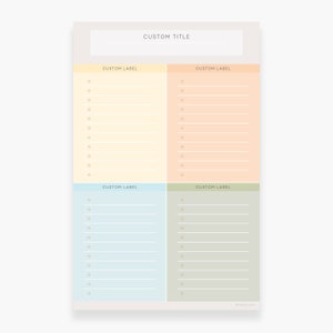 4 Quadrant Matrix Notepad - Mix & Match Task List, Dot-grid, Grid/graph ...