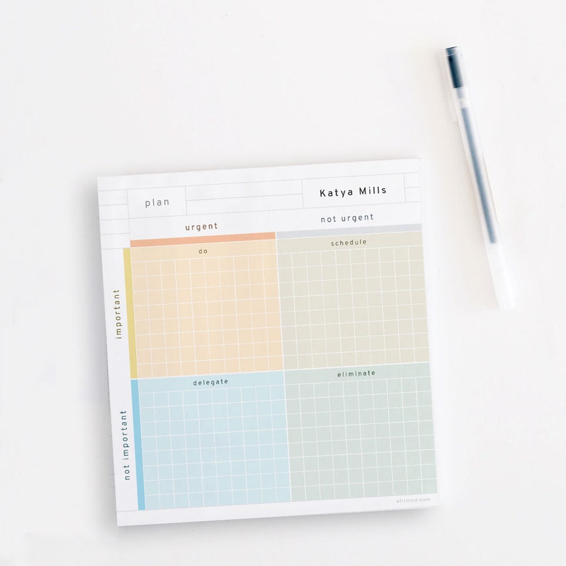 Priority Matrix Planner Notepad - Personalized | Minimalist Time ...