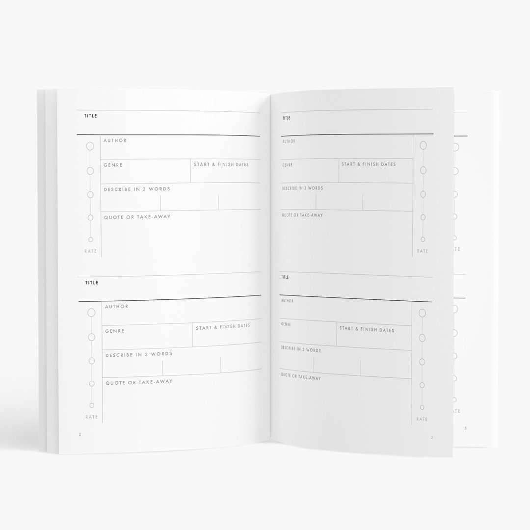 Minimalist Reading Journal | 240 Entries | Personalized Book Log | Book ...
