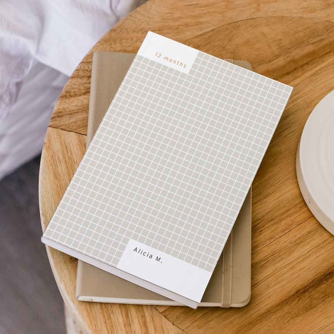 Personalized Undated Monthly Grid Planner (earthtone) | A5 Planner - 12 ...