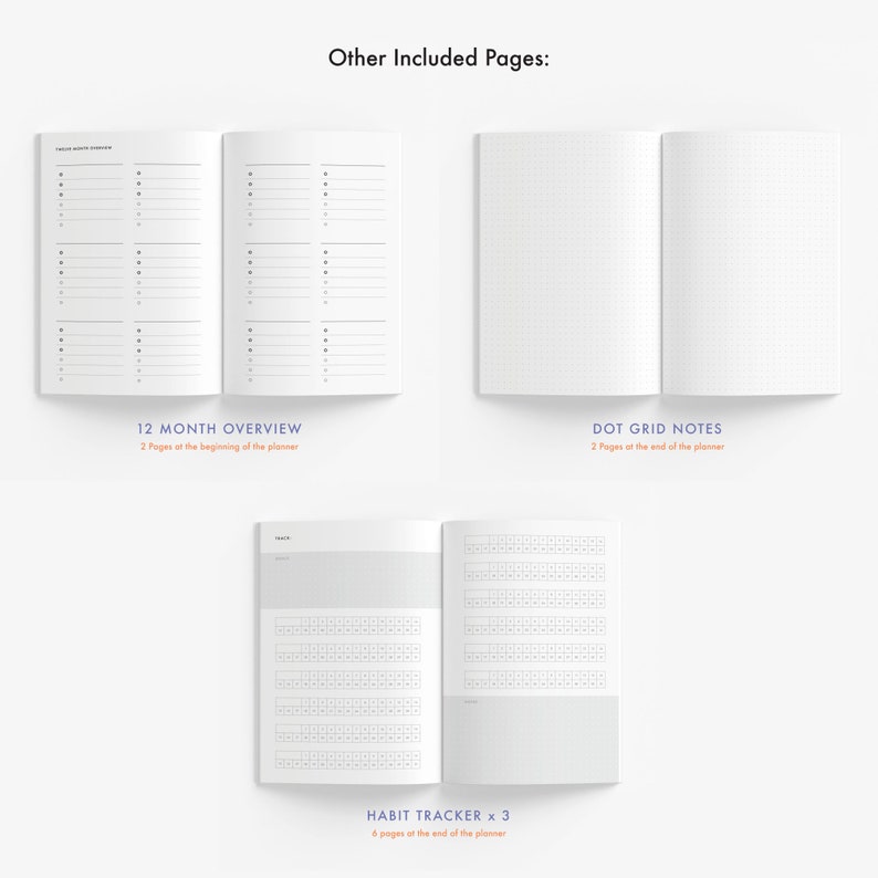 Modern Undated Weekly Planner Book | Week on 2 Pages | 52 Weeks, 12 ...