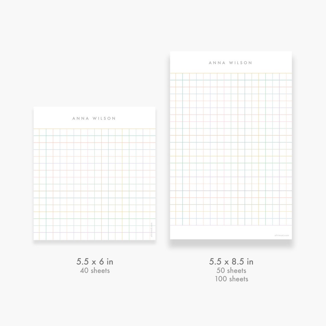 Personalized Colorful Grid Notepad Minimalist Designer Grid - Etsy