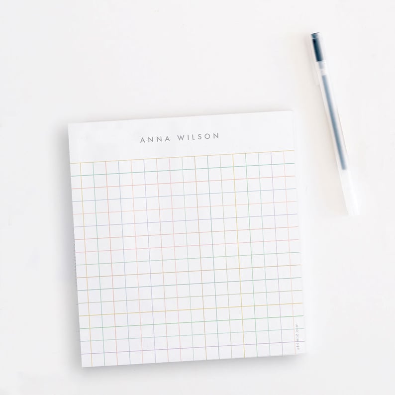 Personalized Colorful Grid Notepad | Minimalist Designer Grid Notepad ...