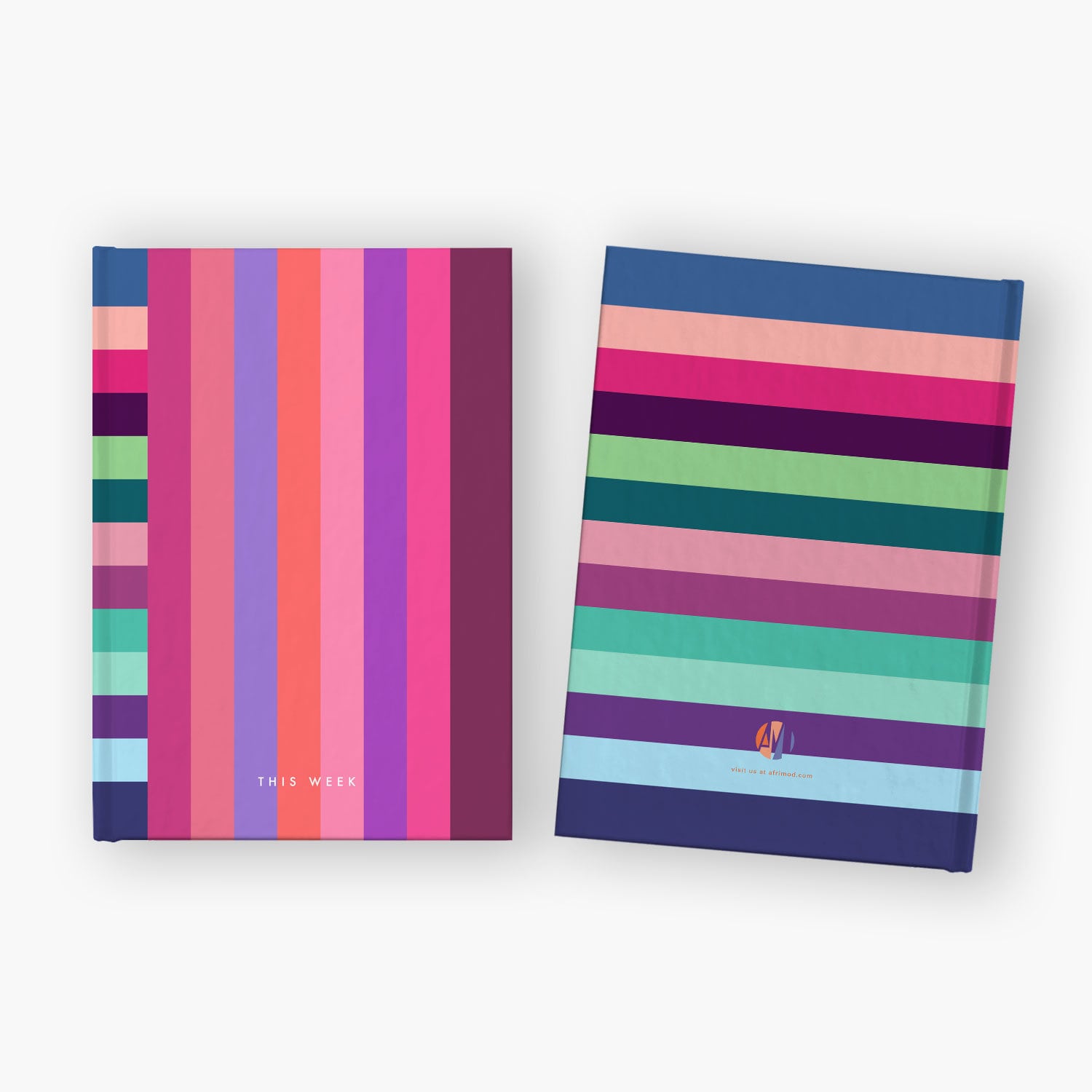 Funky Weekly Planner With Pink Stripes | Modern Horizontal Layout - 52 ...
