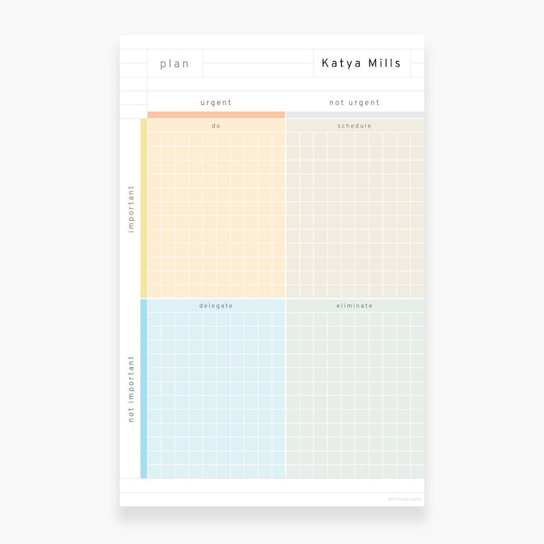 Priority Matrix Planner Notepad - Personalized | Minimalist Time ...