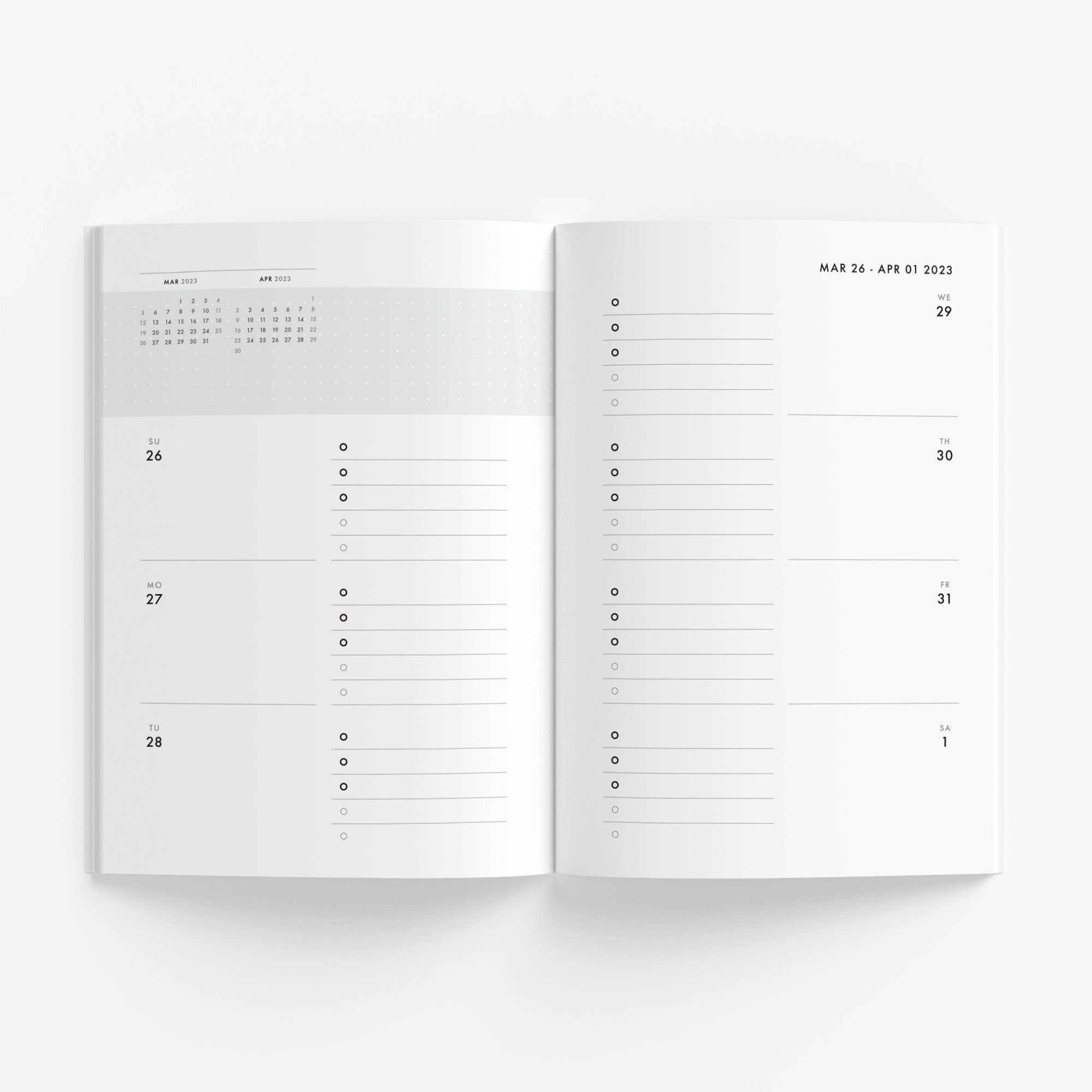 DATED Weekly Planner Start Any Month Horizontal Layout - Etsy