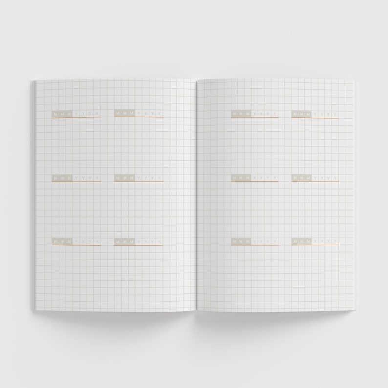 Personalized Undated Monthly Grid Planner (earthtone) | A5 Planner - 12 ...