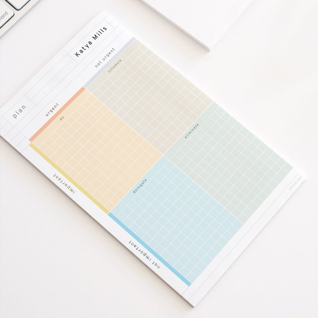 Priority Matrix Planner Notepad - Personalized | Minimalist Time ...