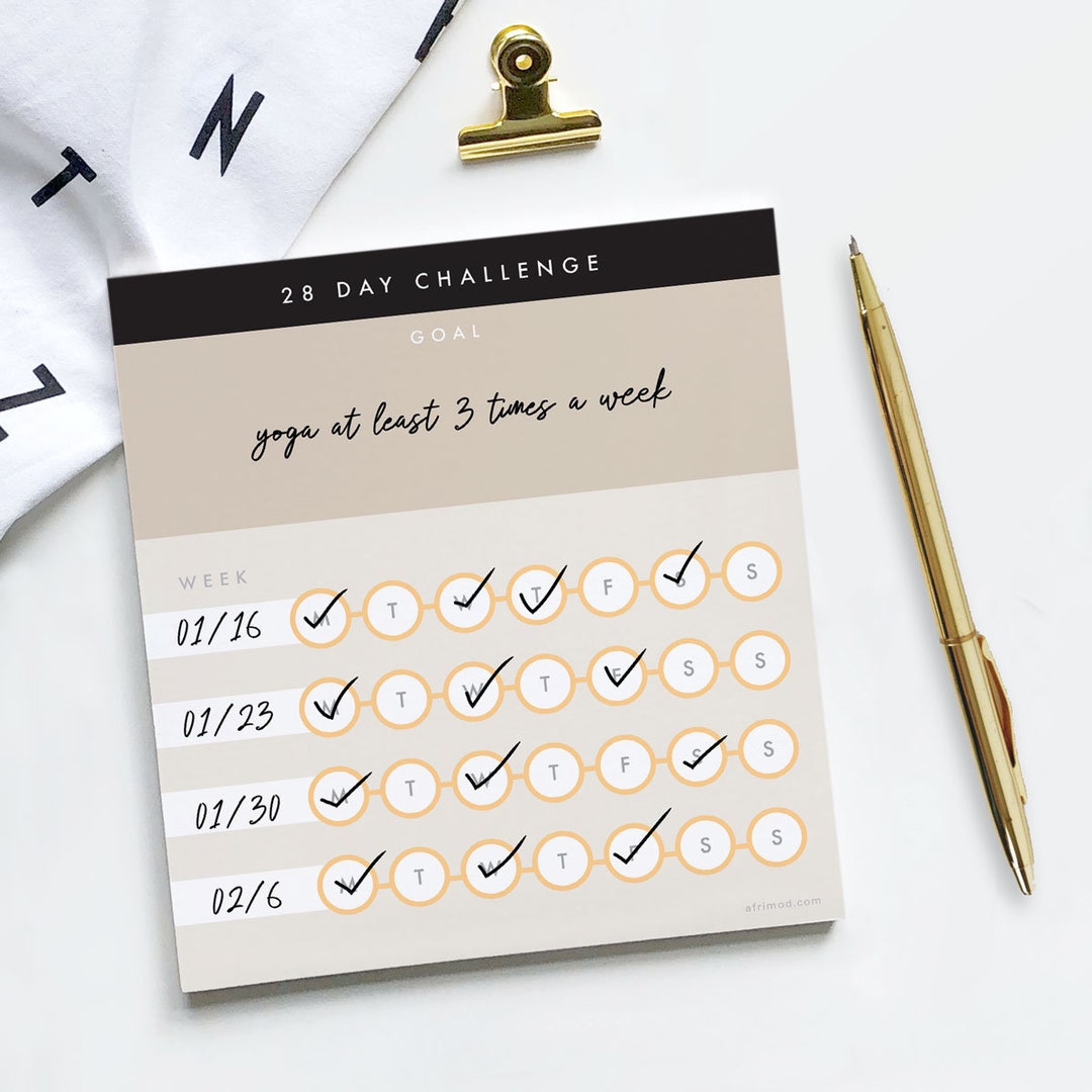 Habit Tracker Notepad 28 Day Challenge - Etsy