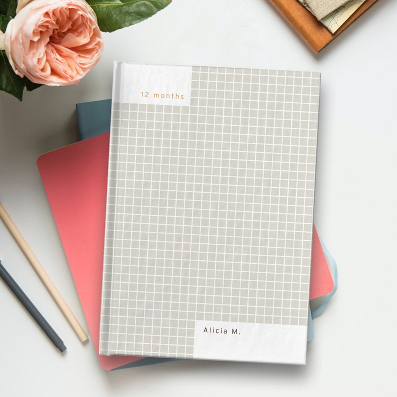 Personalized Undated Monthly Grid Planner (earthtone) | A5 Planner - 12 ...