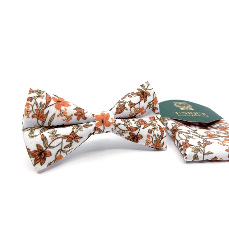 Copper Rust Orange Floral Bow Tie Terracotta Floral Bow Tie - Etsy