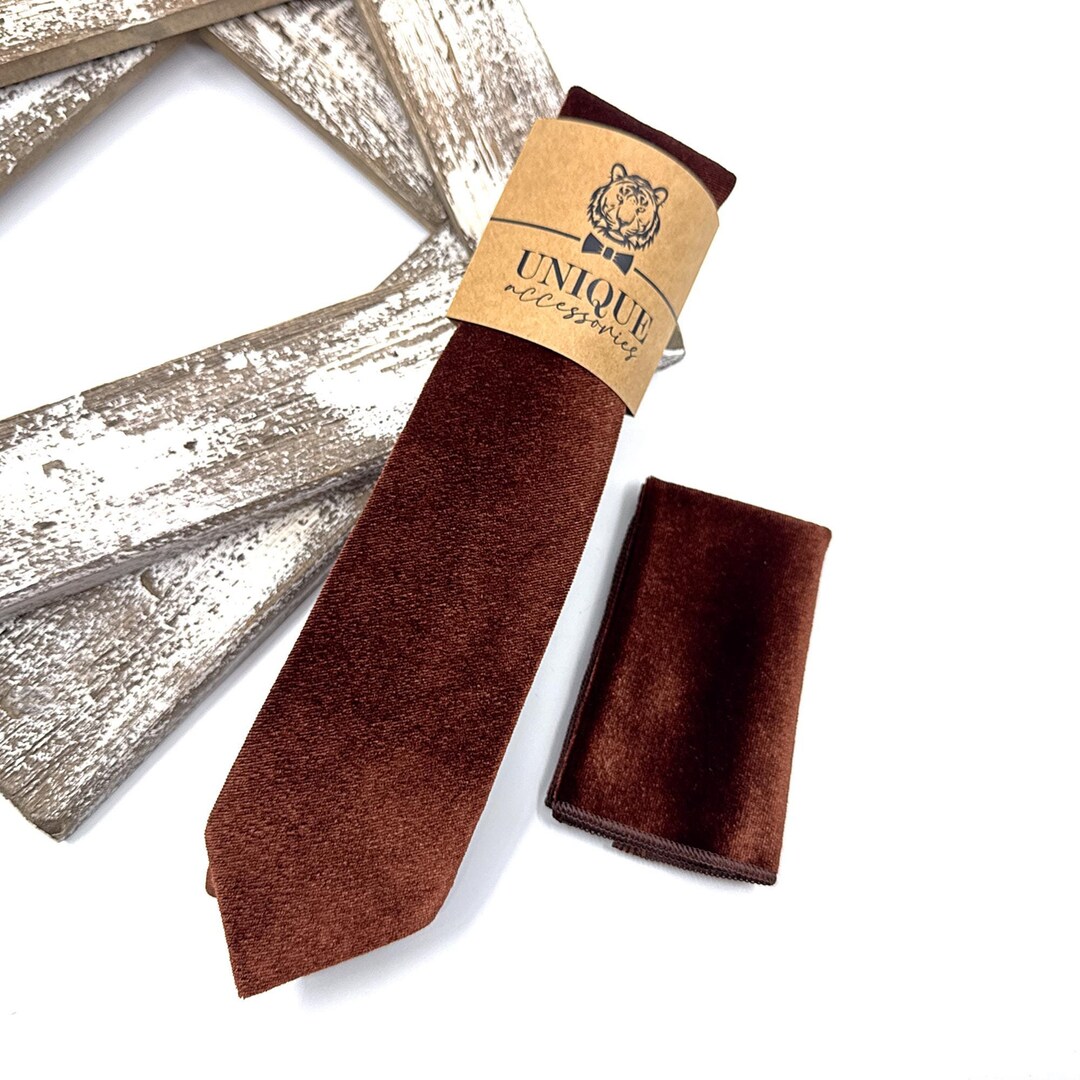 Copper Rust Velvet Necktie, Wedding Velvet Necktie, Groomsmen Neckties ...