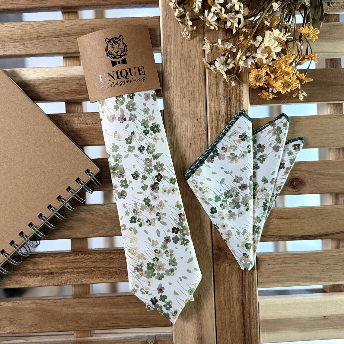 Pale Green Floral Necktie: Wedding Groomsmen Tie - Etsy
