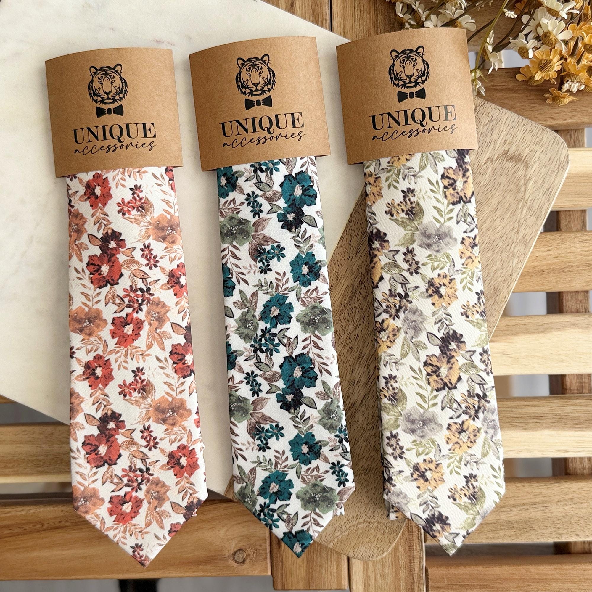 Teal Floral Skinny Tie: Spring Wedding Groomsmen Necktie - Etsy