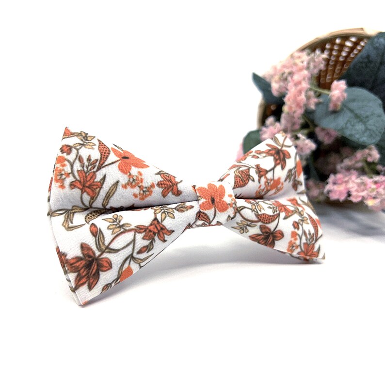 Copper Rust Orange Floral Bow Tie Terracotta Floral Bow Tie - Etsy