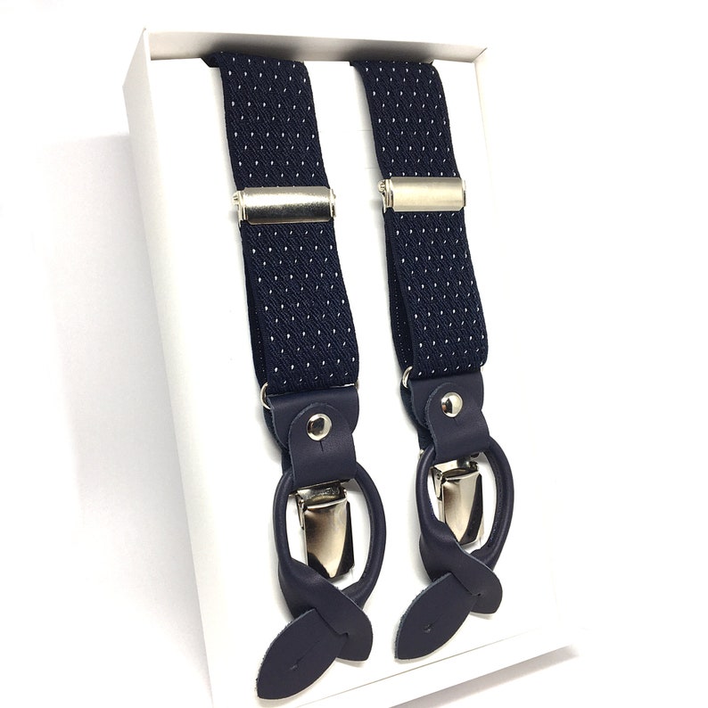 Button on Suspenders Groomsmen Suspenders Navy Leather - Etsy UK