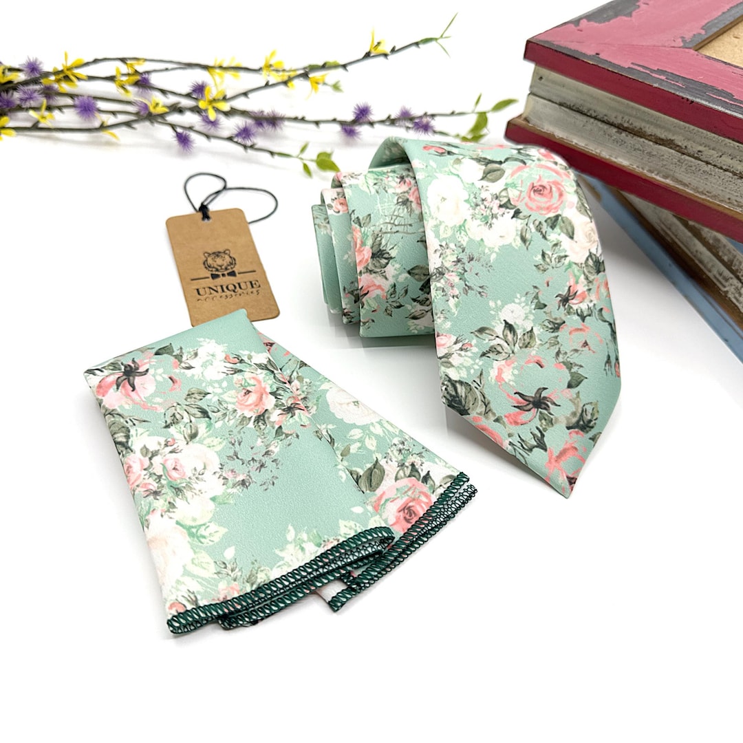 Turquoise Floral Necktie: Groom Wedding Tie - Etsy
