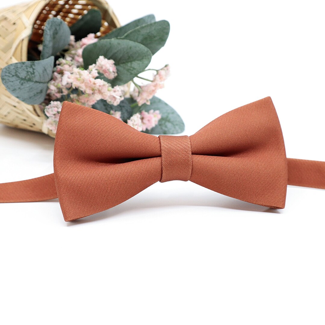 Copper Rust Bow Tie, Copper Orange Men Bow Tie, Groom Bow Tie, Wedding ...