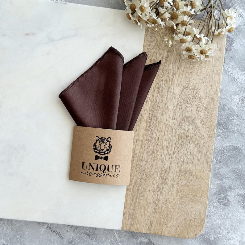 Chocolate Brown Satin Tie and Pocket Square Set: Groomsmen Wedding ...