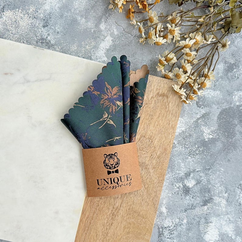 Emerald Green Floral Tie: Jacquard Copper Flower Necktie - Etsy