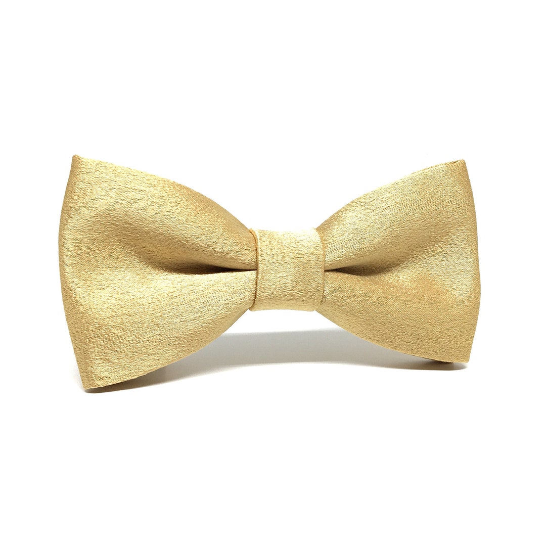 Gold Bow Tie, Gold Silk Bow Tie, Groom Bow Tie, Wedding Bow Tie, Bow ...