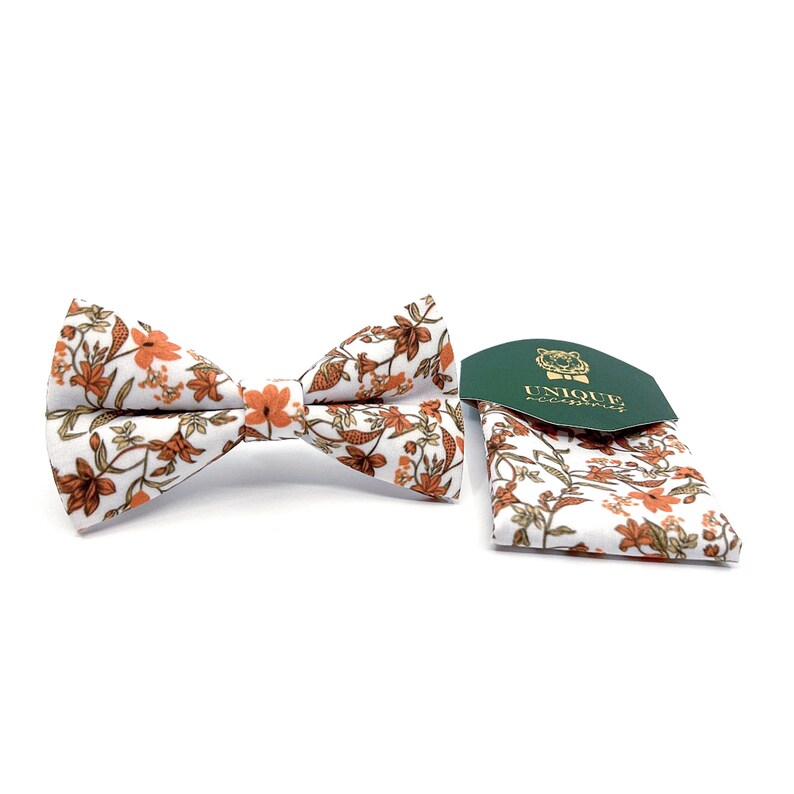 Copper Rust Orange Floral Bow Tie Terracotta Floral Bow Tie - Etsy