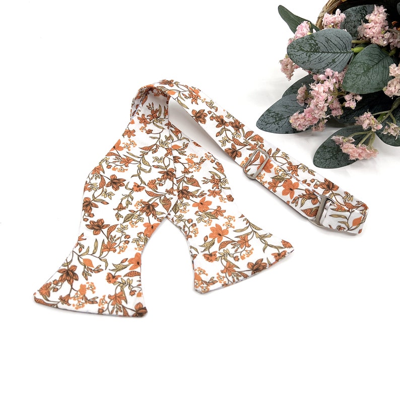 Copper Rust Orange Floral Bow Tie Terracotta Floral Bow Tie - Etsy