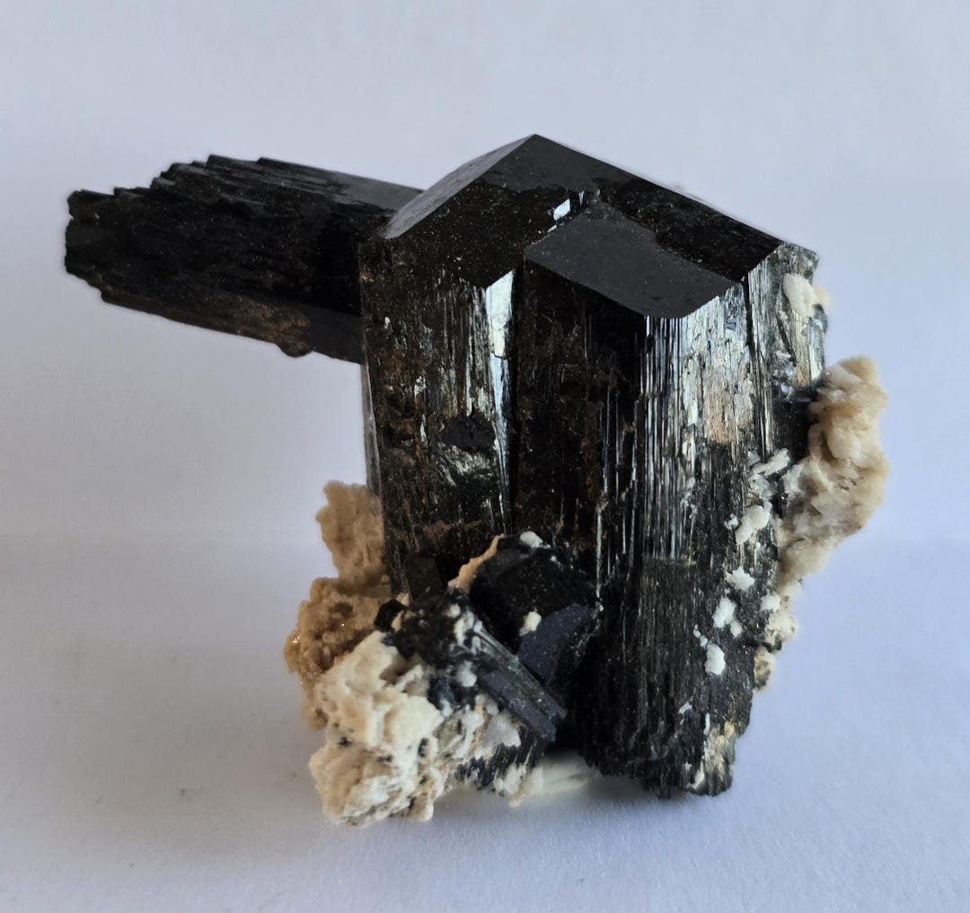 Black Schorl Tourmaline Crystal With Feldspar From Erongo Namibia ...