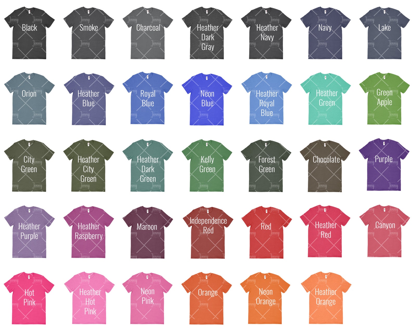 Anvil 980 Color Chart Mockup Anvil Mockup Every Color - Etsy