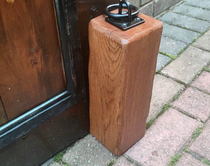 Handmade Solid Oak Door Stop Waterproof Weatherproof Size Rustic Door ...