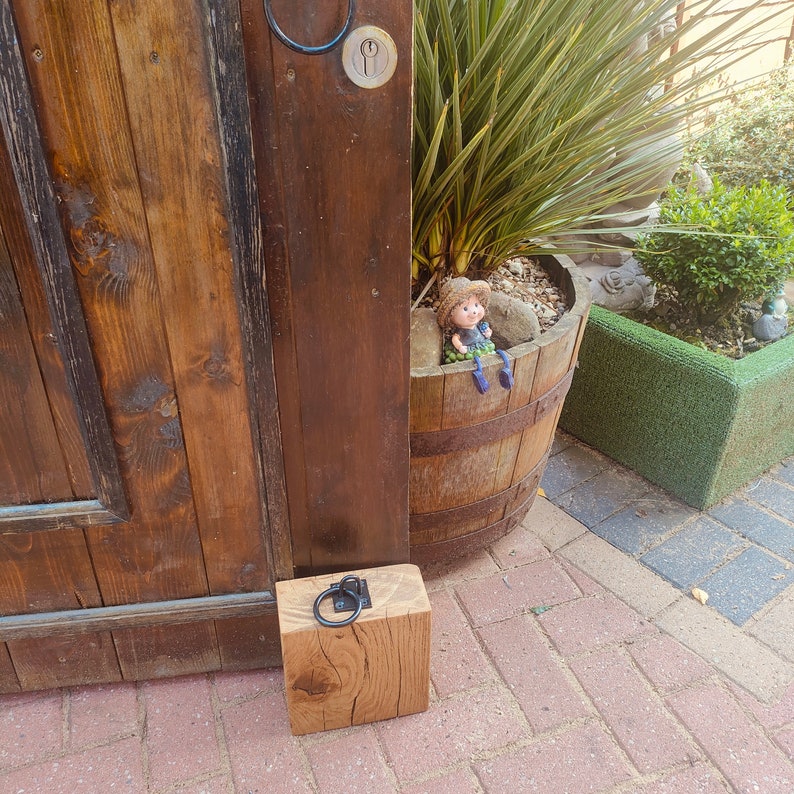 Heavy Solid Oak Door Blocker Wide Door Stopper Handmade Rustic Door ...