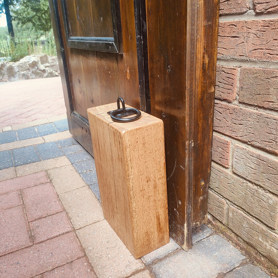 Tall Weatherproof Very Heavy Solid Oak Door Blocker Heavy Door Stopper ...