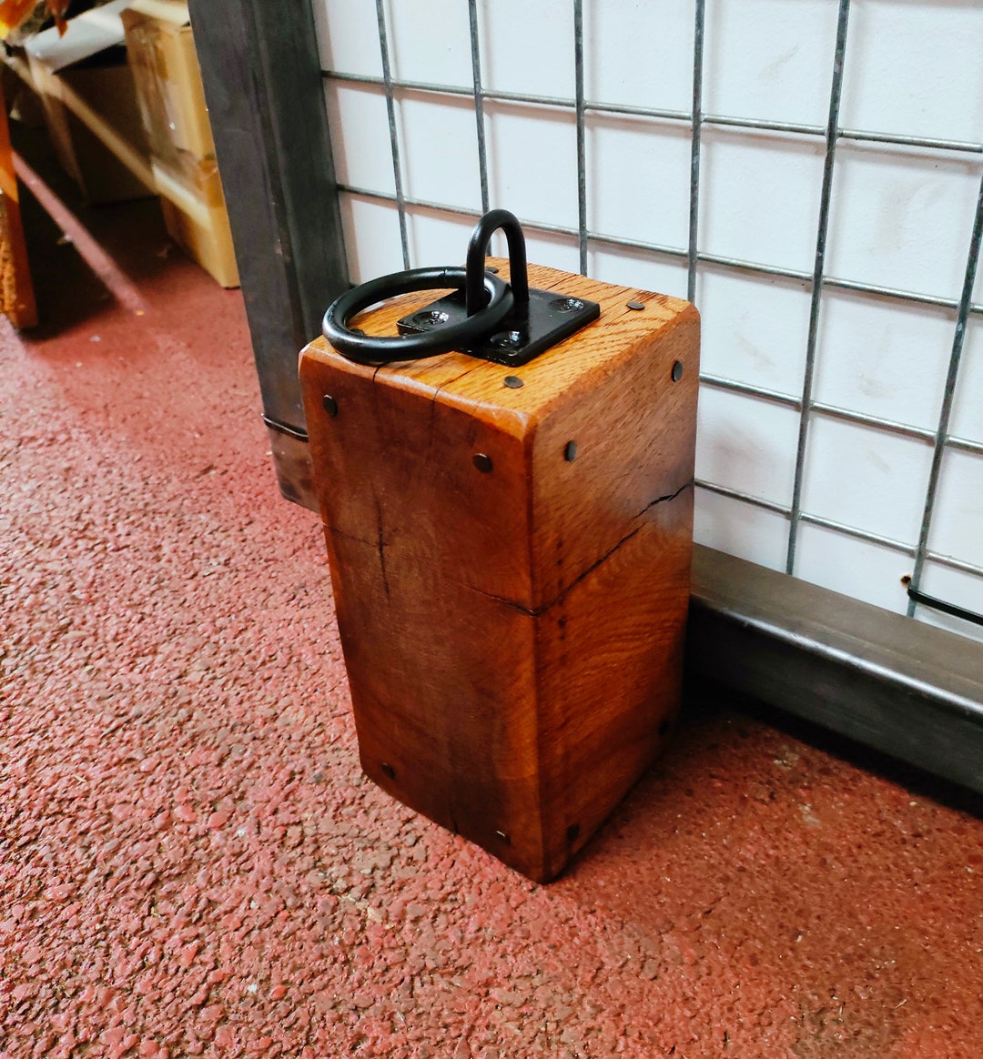 2kg Solid Oak Wood Door Stop Rustic Door Block Stopper Weatherproof ...