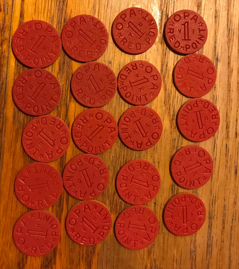 2 Random Pcs BU Unc WW11 OPA Red Ration Tokens With Different Letters ...