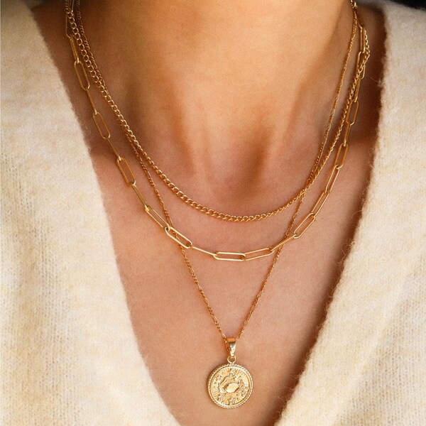 Layered Gold Coin Necklace - Etsy