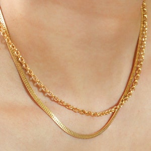Gold Chain Necklace, Layered Necklace, Thick Chain Statement Necklace ...