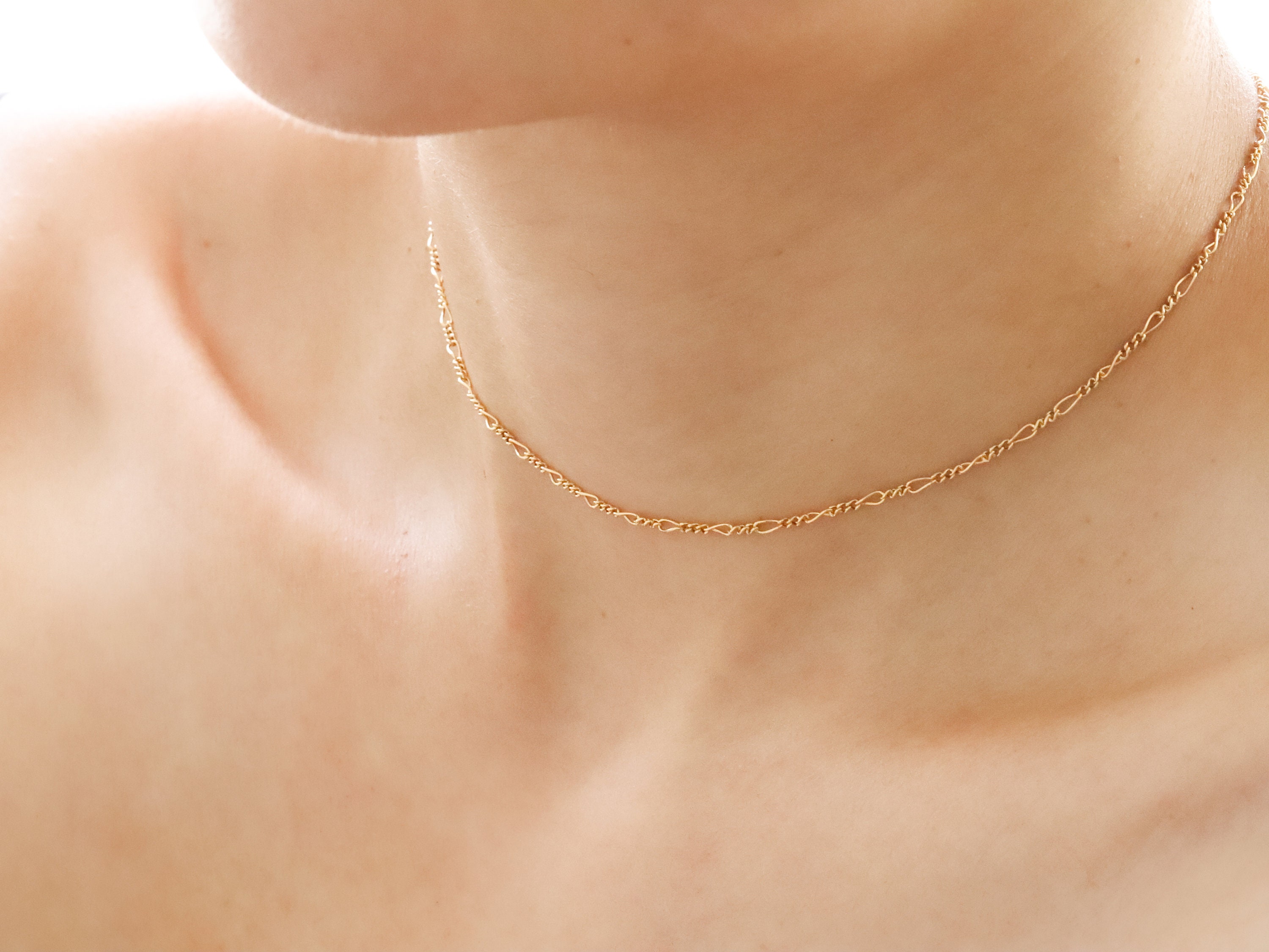 Gold chain necklace Dainty choker necklace Layered collar | Etsy