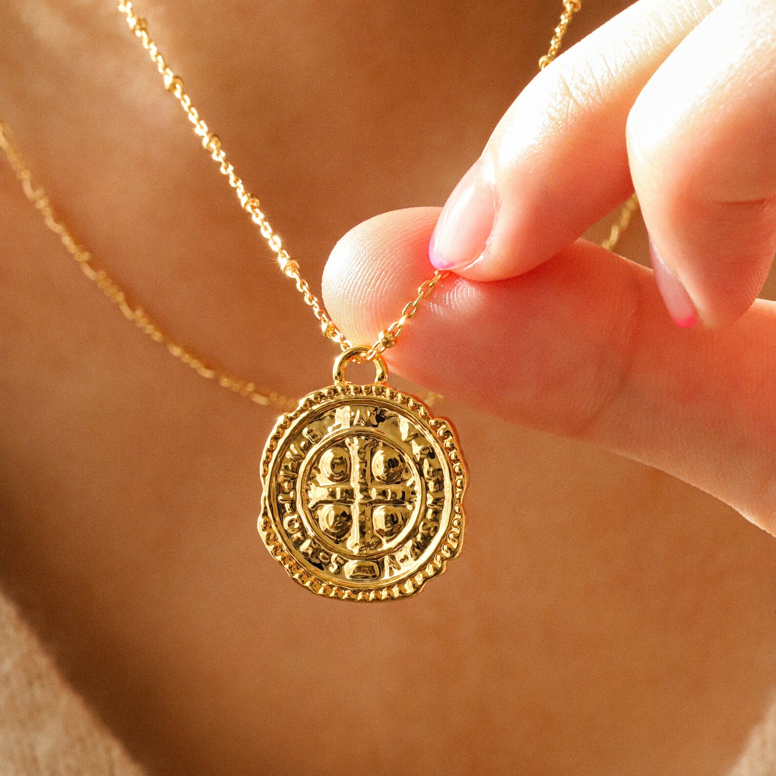 Gold Coin Necklace, 14K Gold Necklace, Layered Necklace, Gold Pendant ...