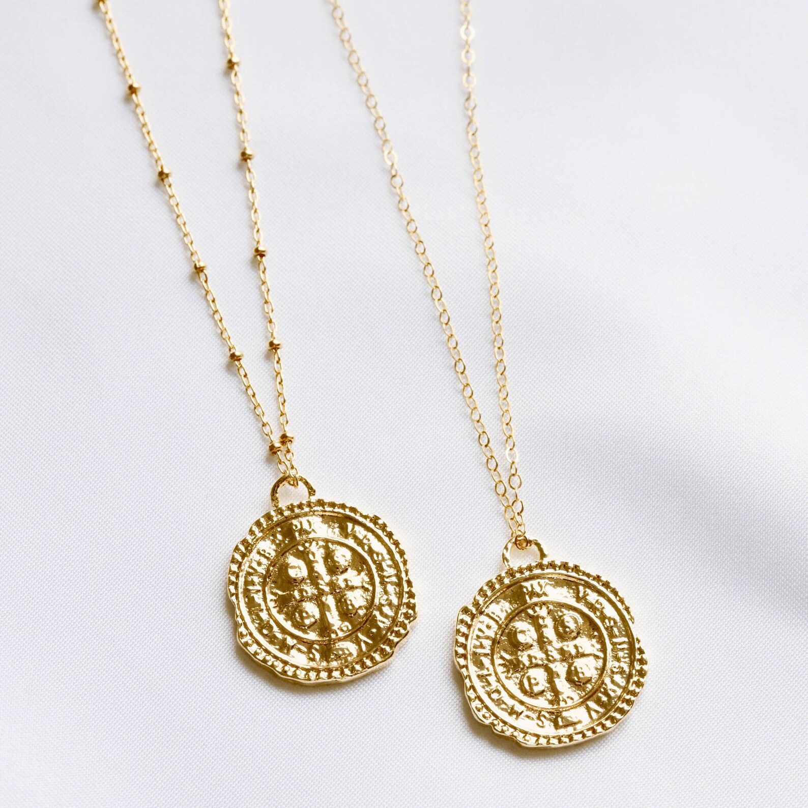 Gold Coin Necklace 14K Gold Necklace Layered Necklace Gold - Etsy