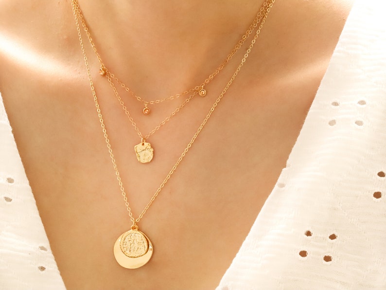 Dainty Choker Necklace 14K Gold Collar Necklace Layered - Etsy