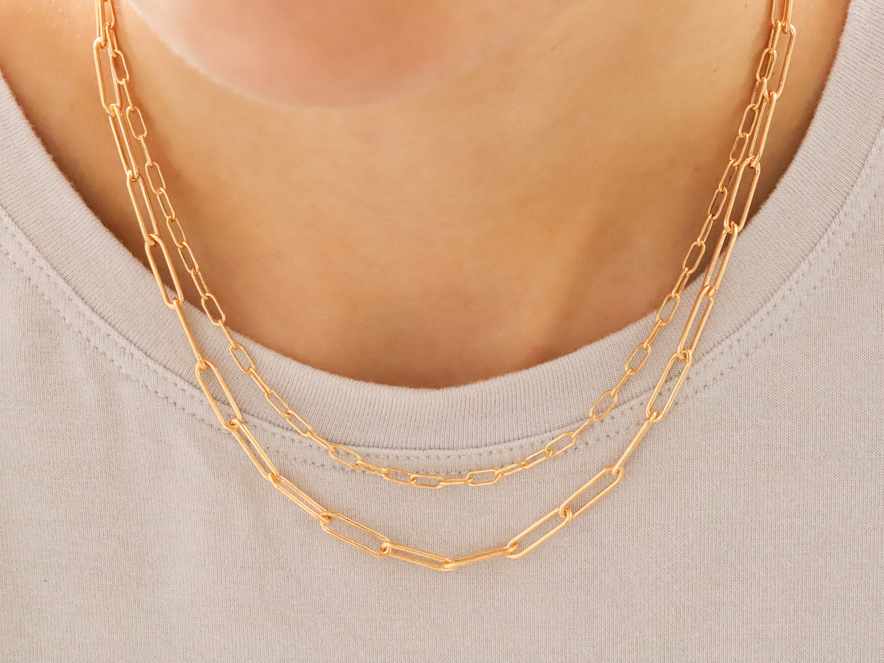 Gold chain necklace Layered gold filled necklace Chunky | Etsy