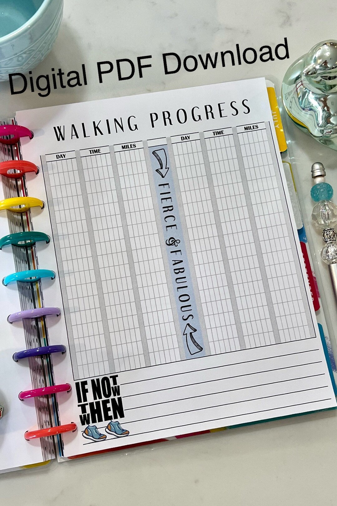 Walking Progress Template Digital Download, Printable PDF Happy Planner ...