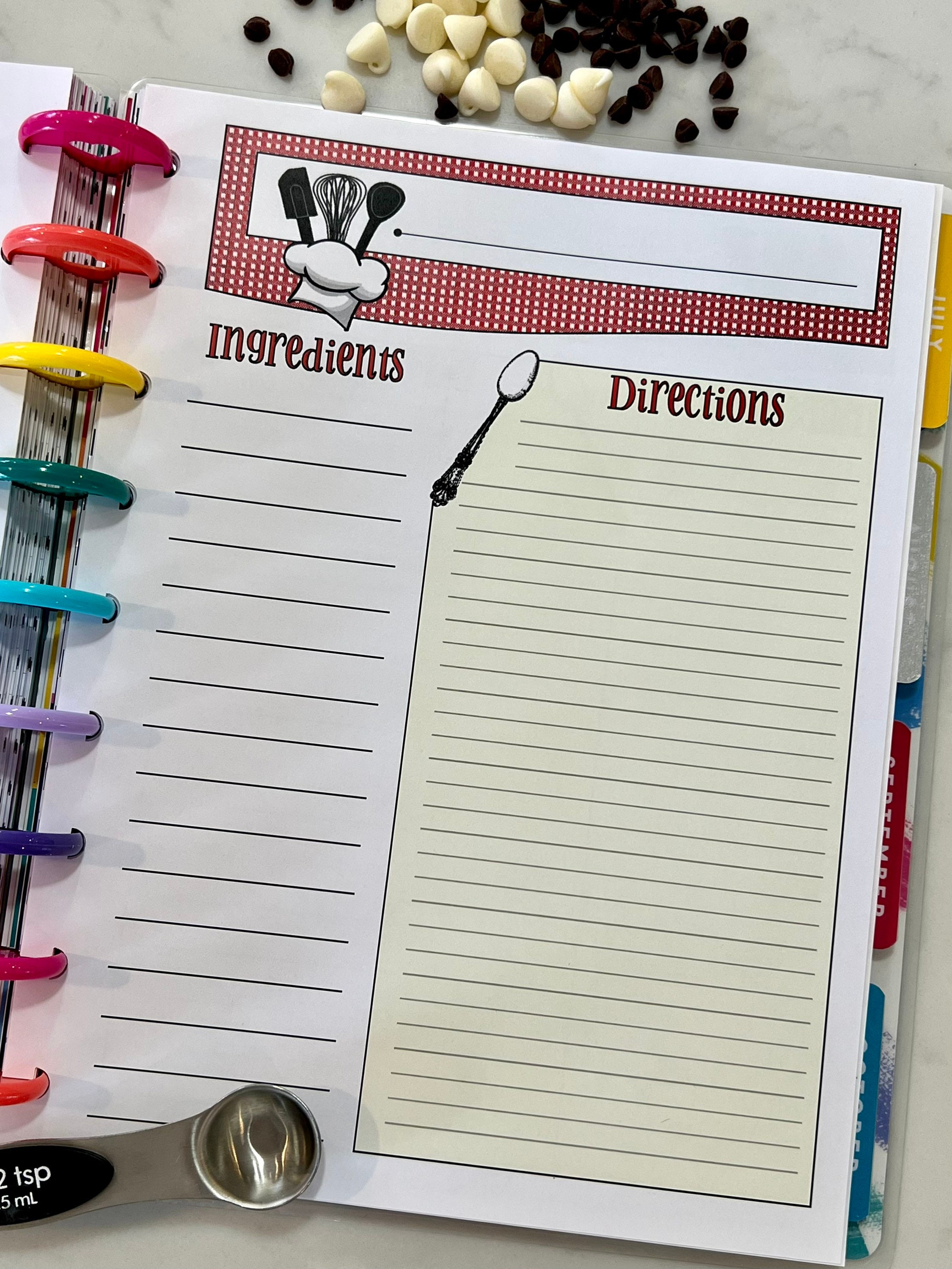 Recipe Page Template Digital Download Printable PDF Happy - Etsy