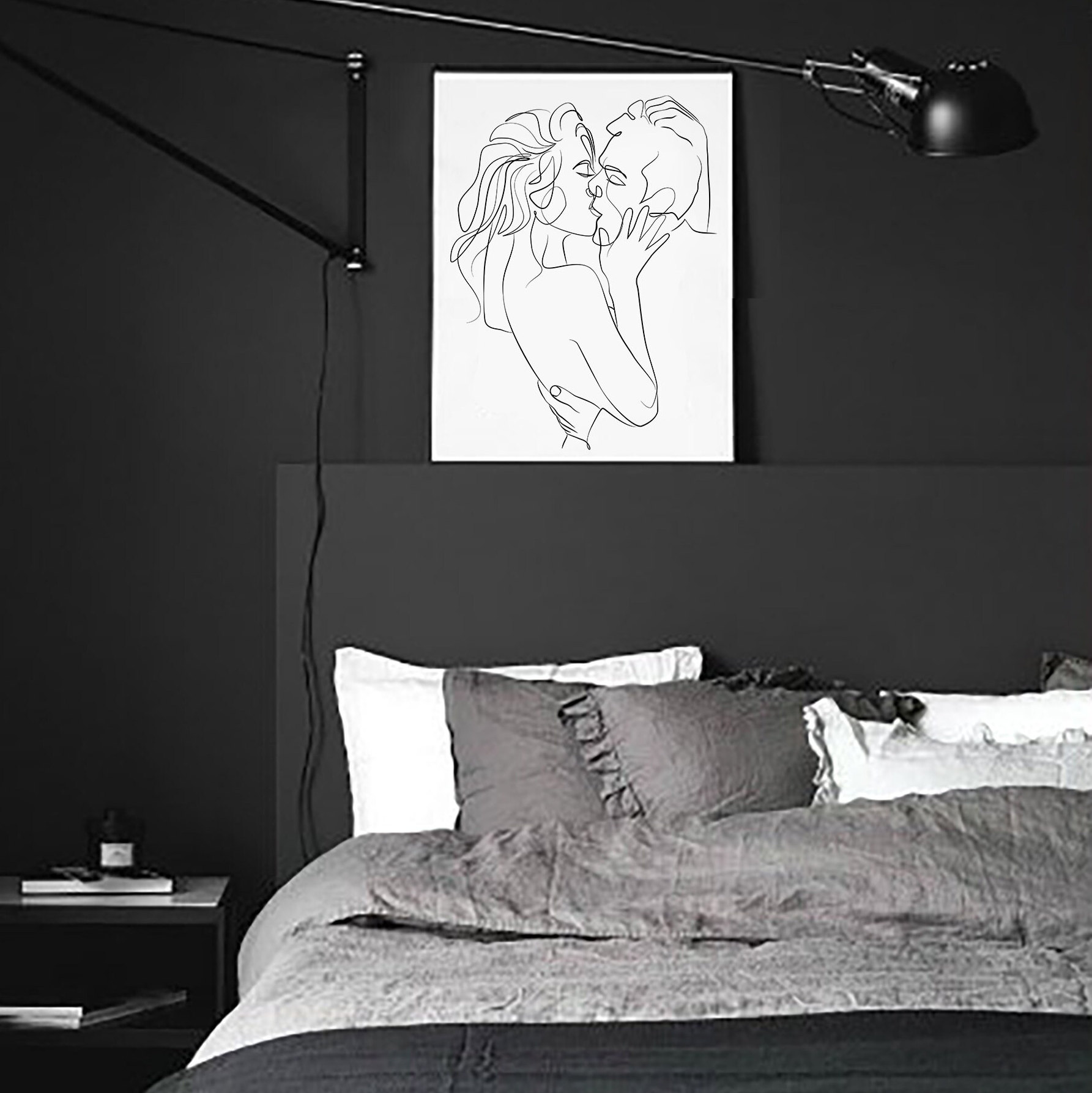 Couple Line Art, Kissing Print, One Line Art, Sexy Bedroom Art, One ...