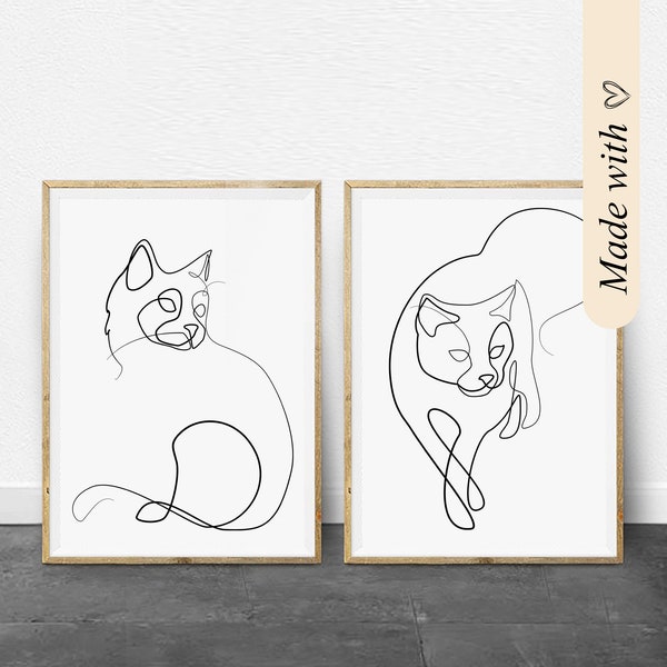 Cat Line Drawing - Etsy